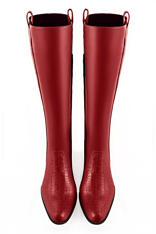 Bottes femme cavalières sur mesures rouge coquelicot | Mollets fins ou ...